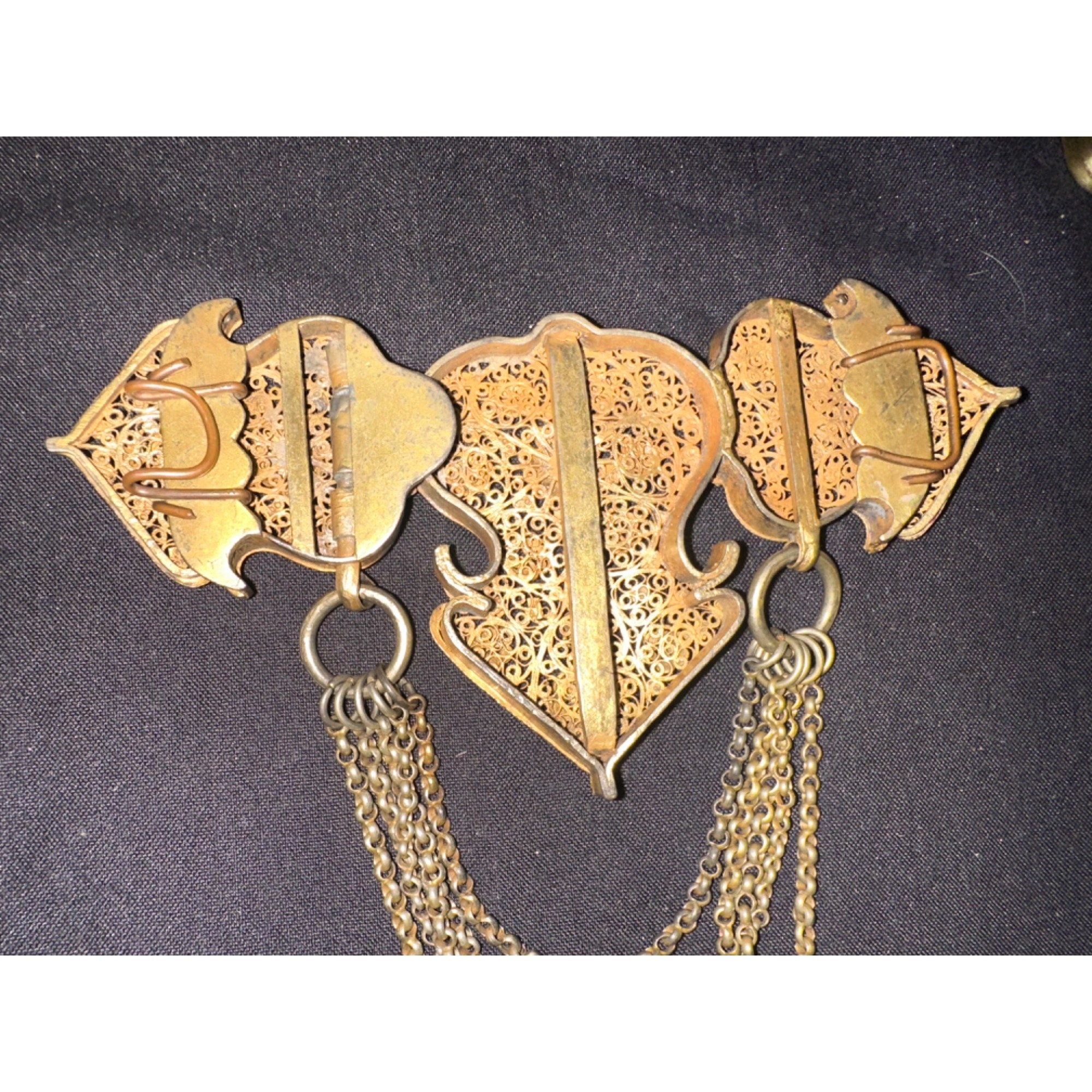 Antique 1800s Ottoman Empire Turkish Gold Gilt Silver Filigree Glass ...