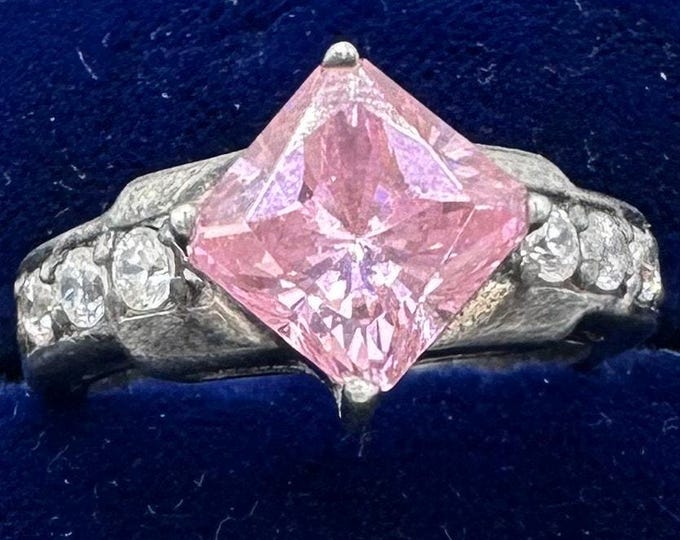 Diamonique QVC 925 Sterling Silver Pink Clear Cubic Zirconia CZ ...