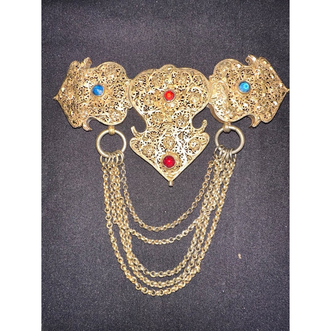 Antique 1800s Ottoman Empire Turkish Gold Gilt Silver Filigree Glass ...