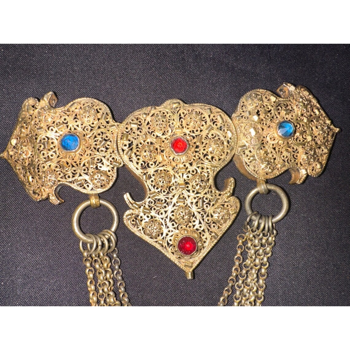 Antique 1800s Ottoman Empire Turkish Gold Gilt Silver Filigree Glass ...