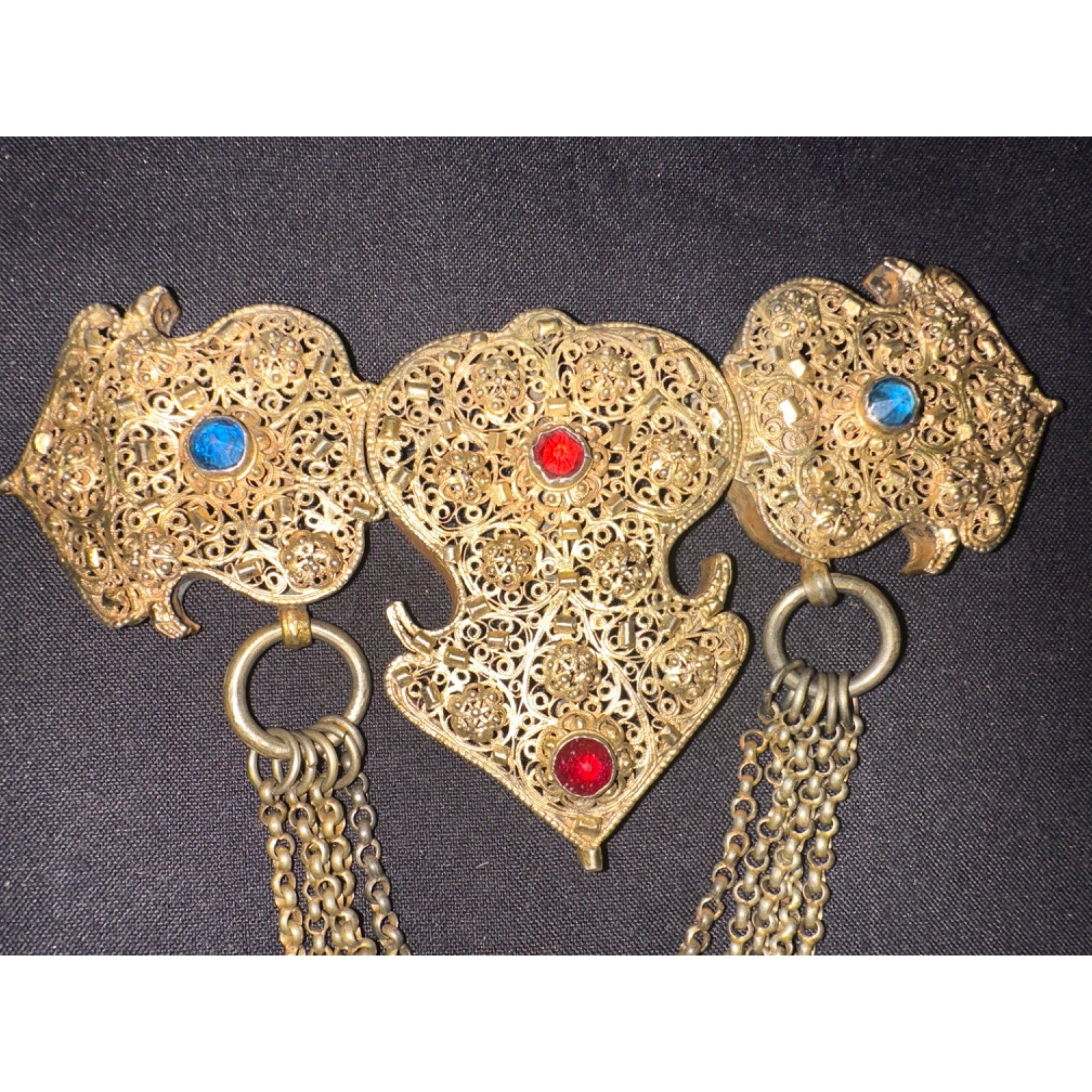 Antique 1800s Ottoman Empire Turkish Gold Gilt Silver Filigree Glass ...