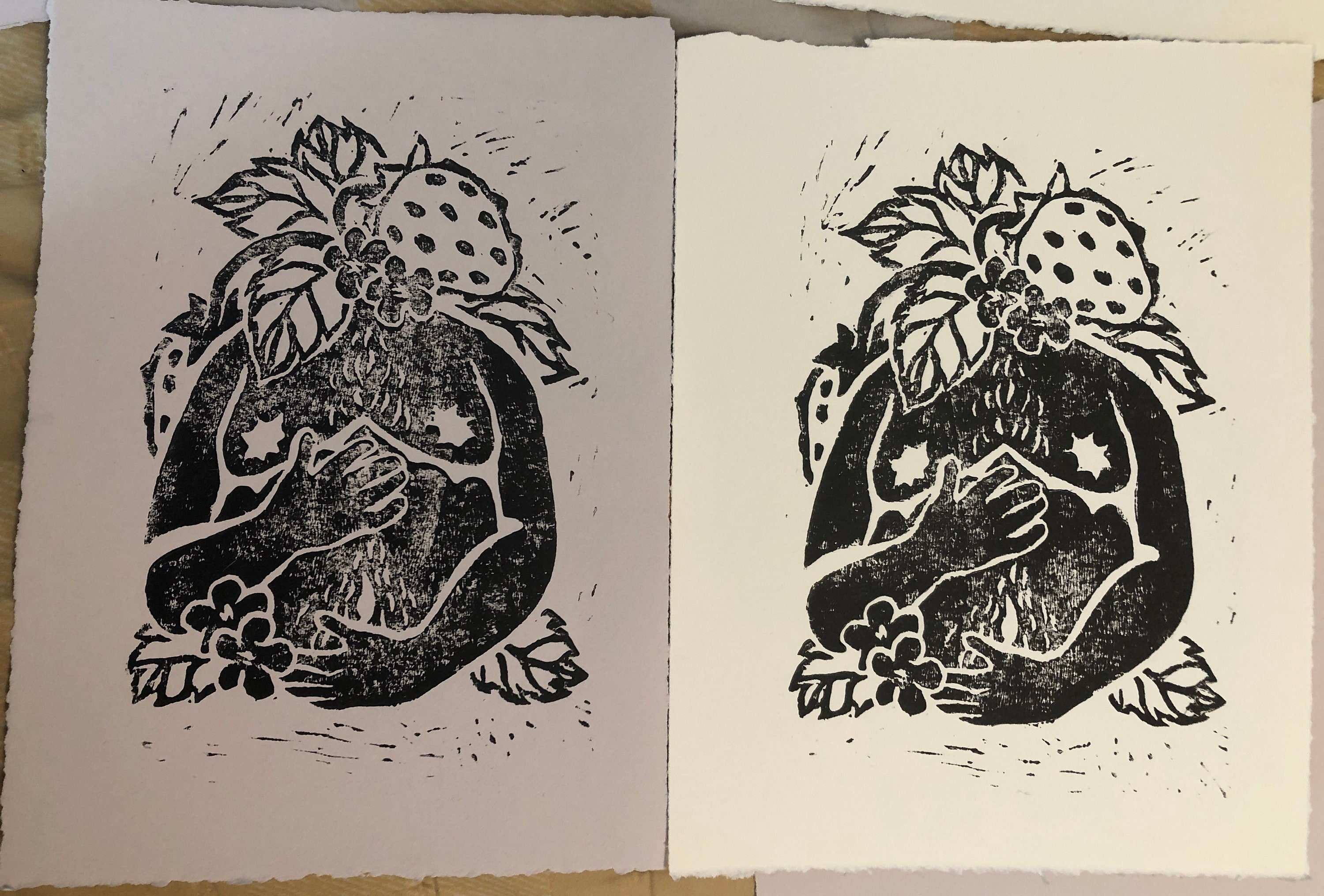 Strawberry Growth Trans Pride Lino Print - Etsy