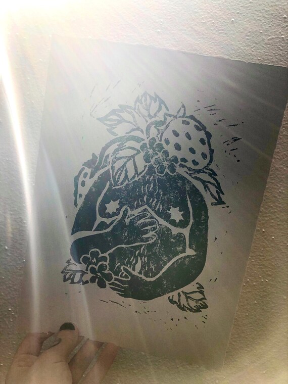 Strawberry Growth Trans Pride Lino Print - Etsy