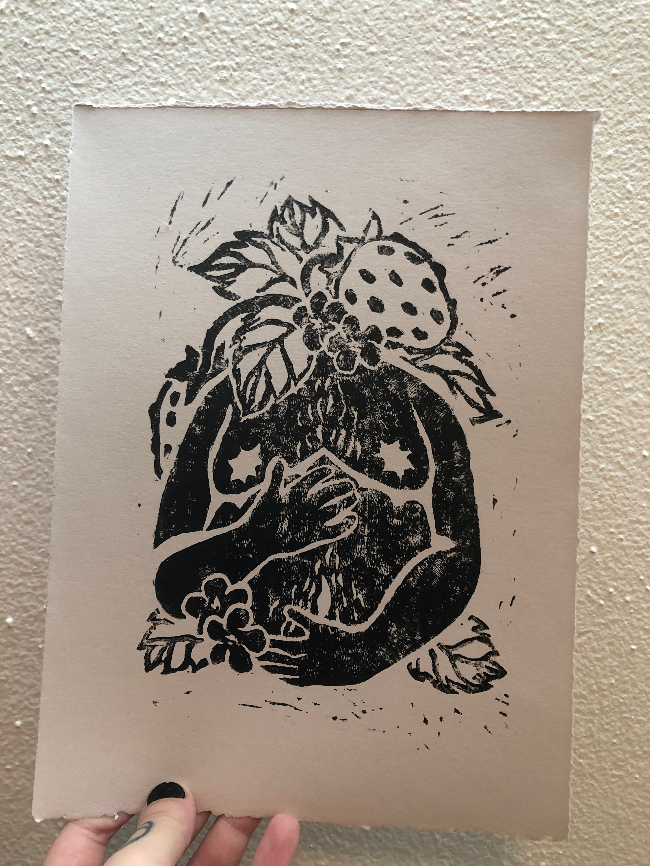 Strawberry Growth Trans Pride Lino Print - Etsy