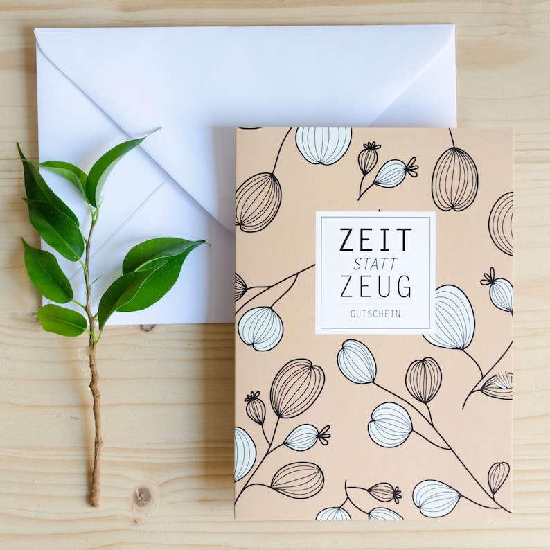 Klappkarte Zeit statt Zeug, orange, mit Briefumschlag, Liste mit ...