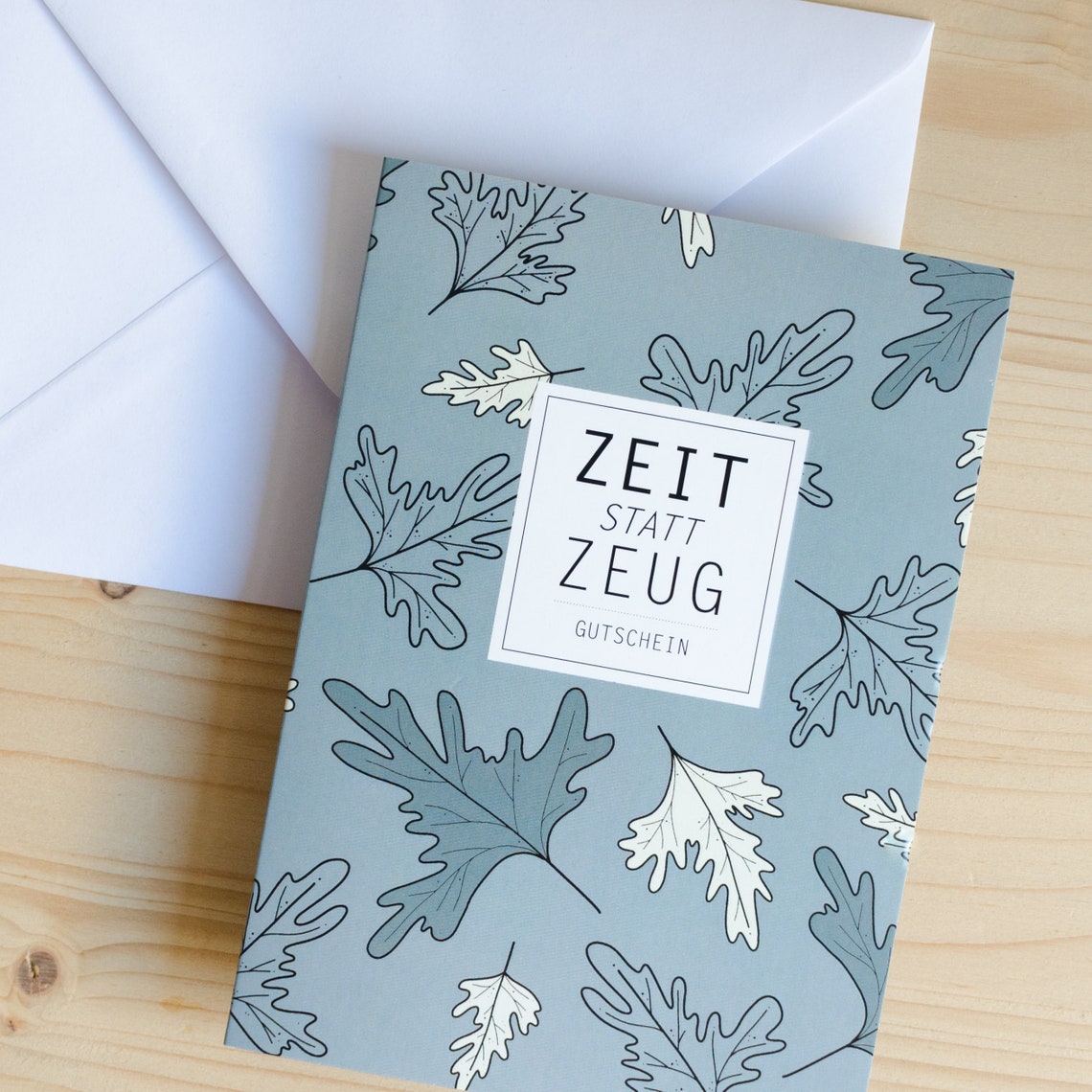 Klappkarte Zeit statt Zeug graublau mit Briefumschlag | Etsy