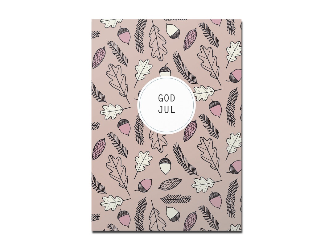 Postcard God Jul Pattern Old Pink - Etsy