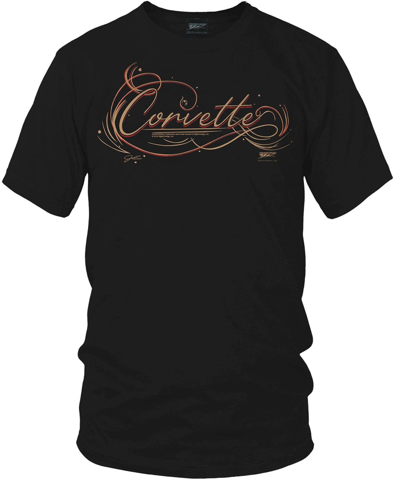 Corvette Pinstriped Script Lettering - Corvette Script Logo Shirt - Etsy
