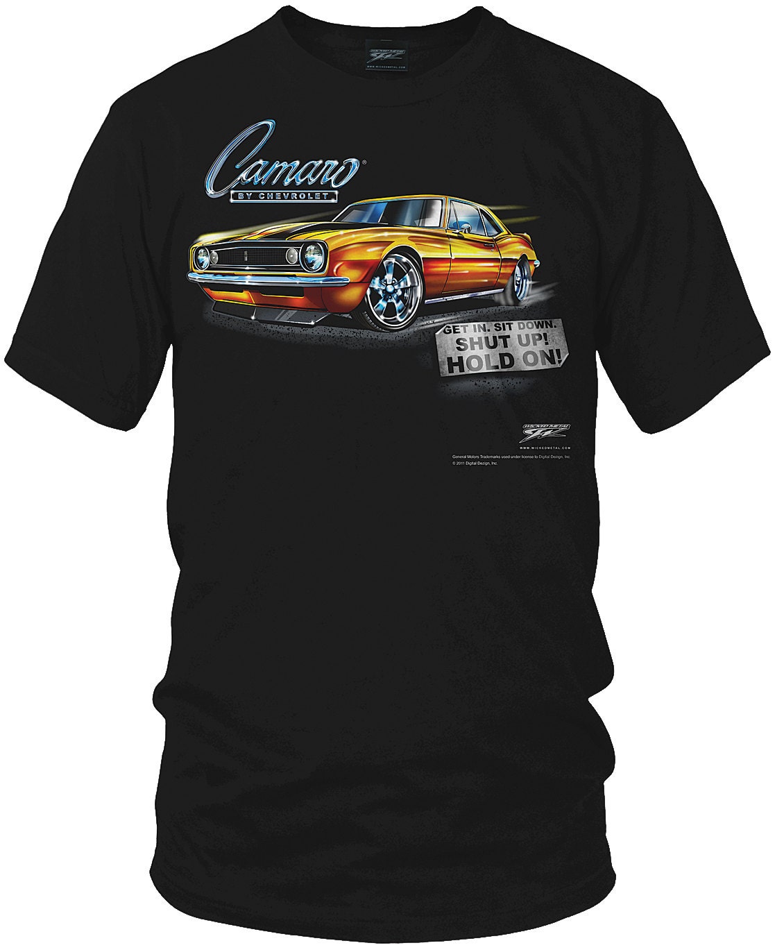 Wicked Metal Camaro T-shirt - Get In, Hold on - 1967 Camaro Tee Shirts ...
