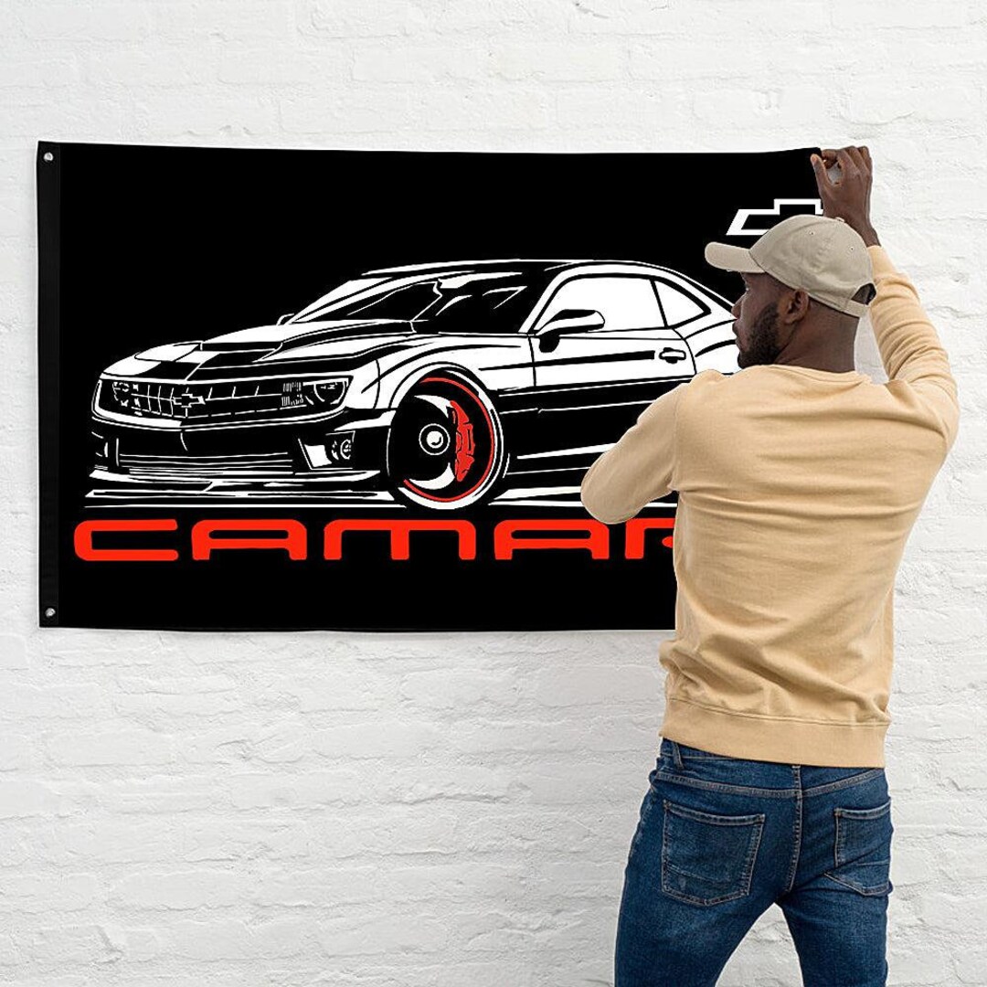 Camaro 5th Gen Stylized Banner, Wall Art - Garage Banner Art 24" X 48 ...