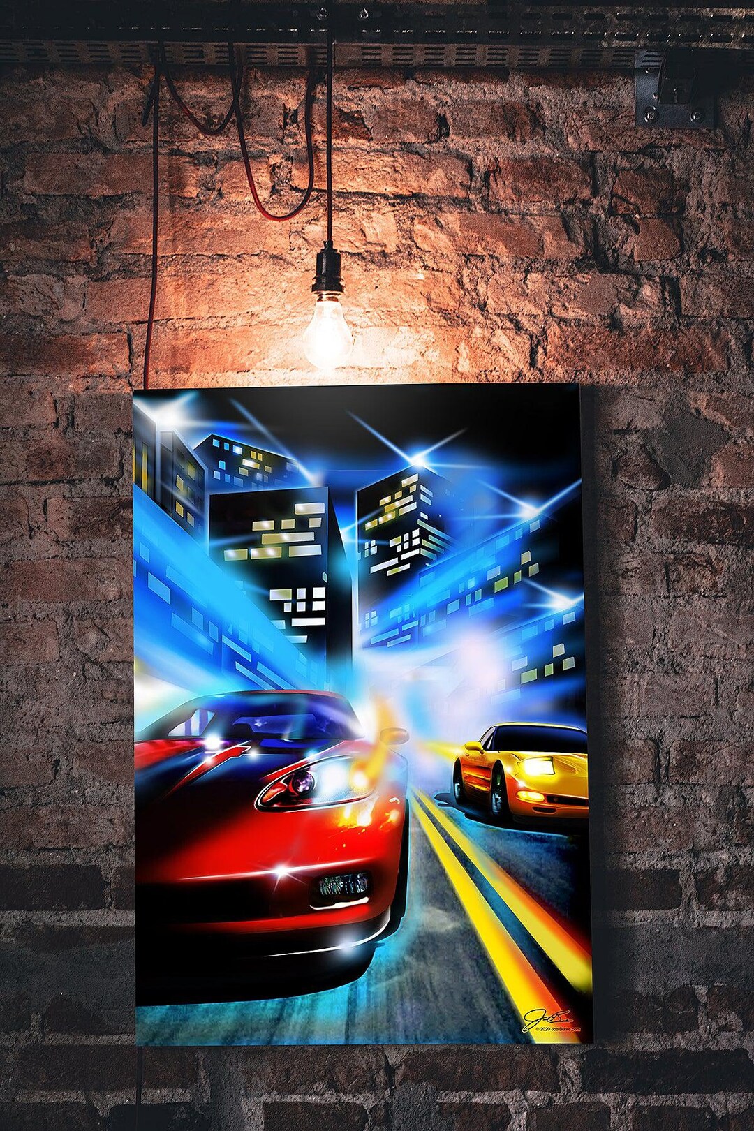 Corvettes Racing at Night Wall Art - Garage Art - Etsy
