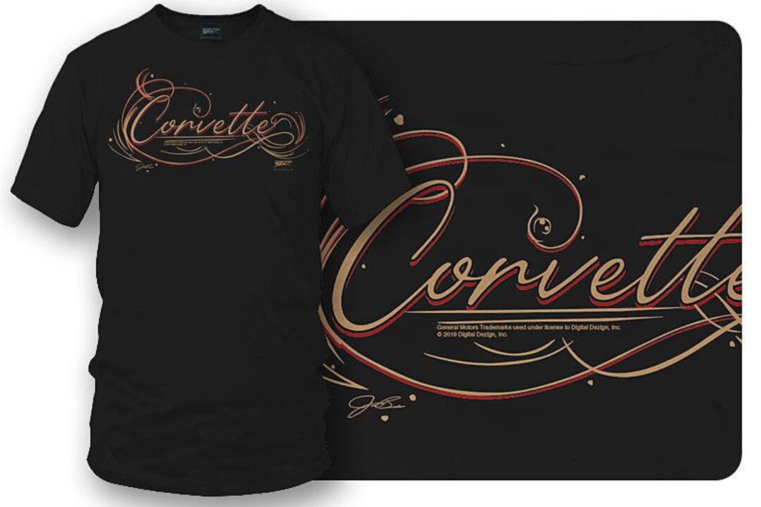 Corvette Pinstriped Script Lettering - Corvette Script Logo Shirt - Etsy