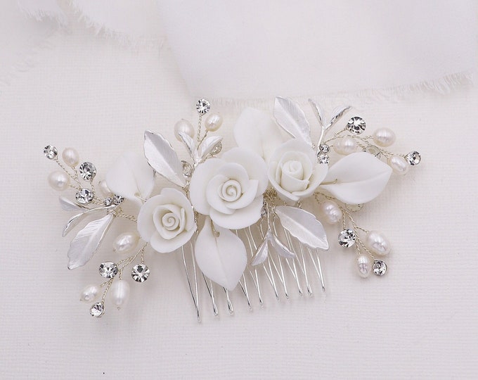 Hair Comb With Dried and Preserved Flowers / Rustic Wedding Bridal ...