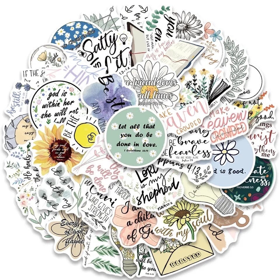 Floral Aesthetic Christian Bible Verses Stickers - Etsy
