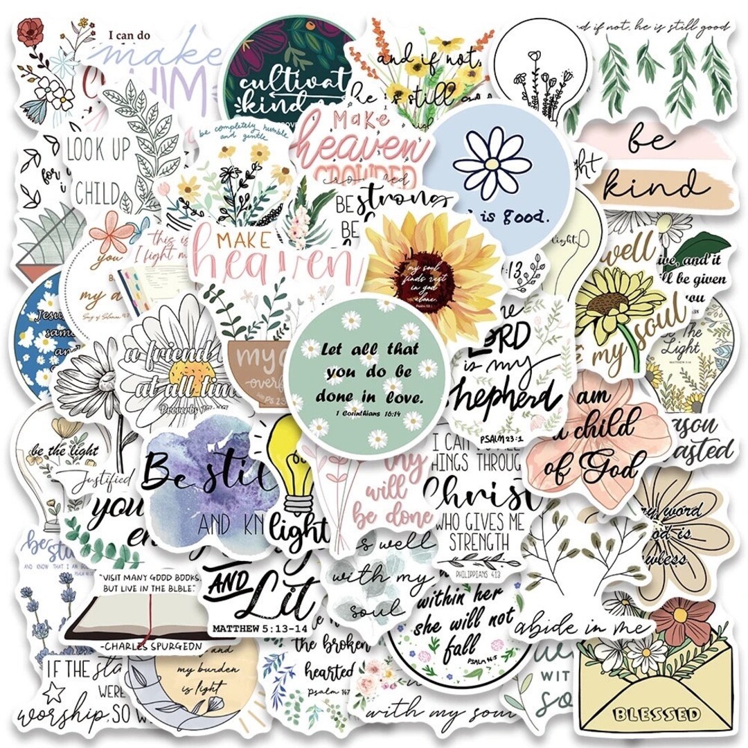Floral Aesthetic Christian Bible Verses Stickers - Etsy