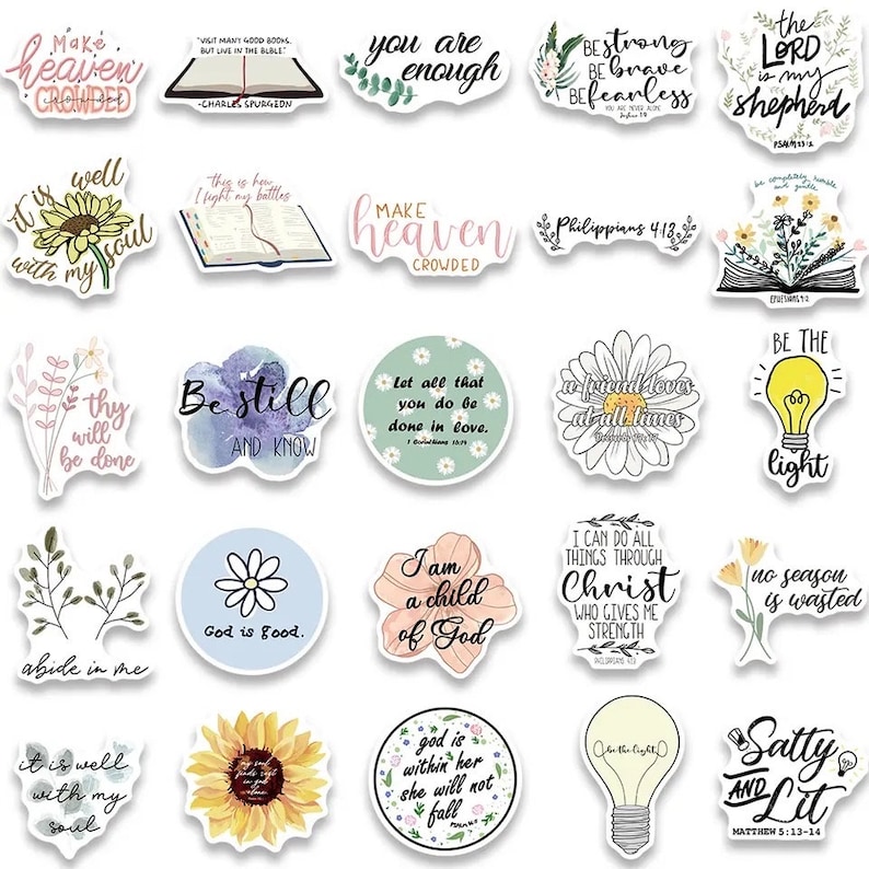 Floral Aesthetic Christian Bible Verses Stickers - Etsy