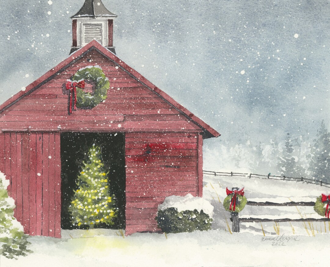 Barn at Christmas - Etsy