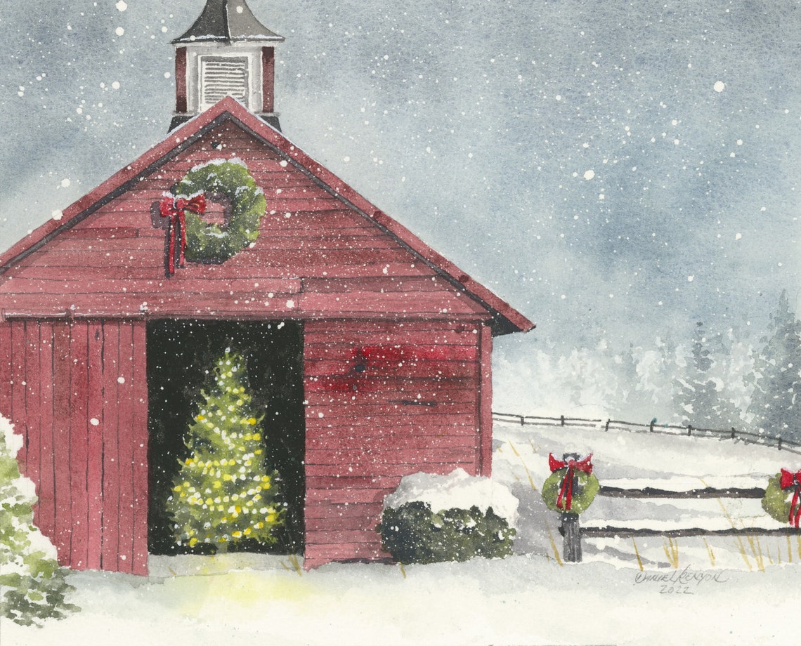 Barn at Christmas - Etsy
