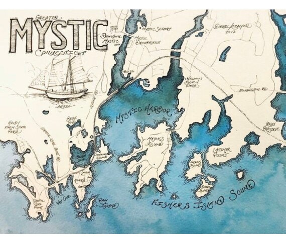 Mystic Watercolor Map | Etsy