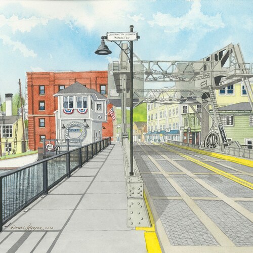 Mystic Drawbridge in Black and White Mystic CT Connecticut - Etsy