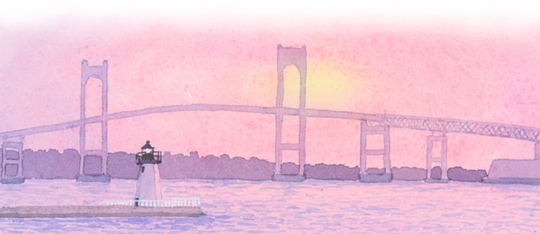 Newport Pell Bridge Wedding Invitation Art Sketch - Etsy