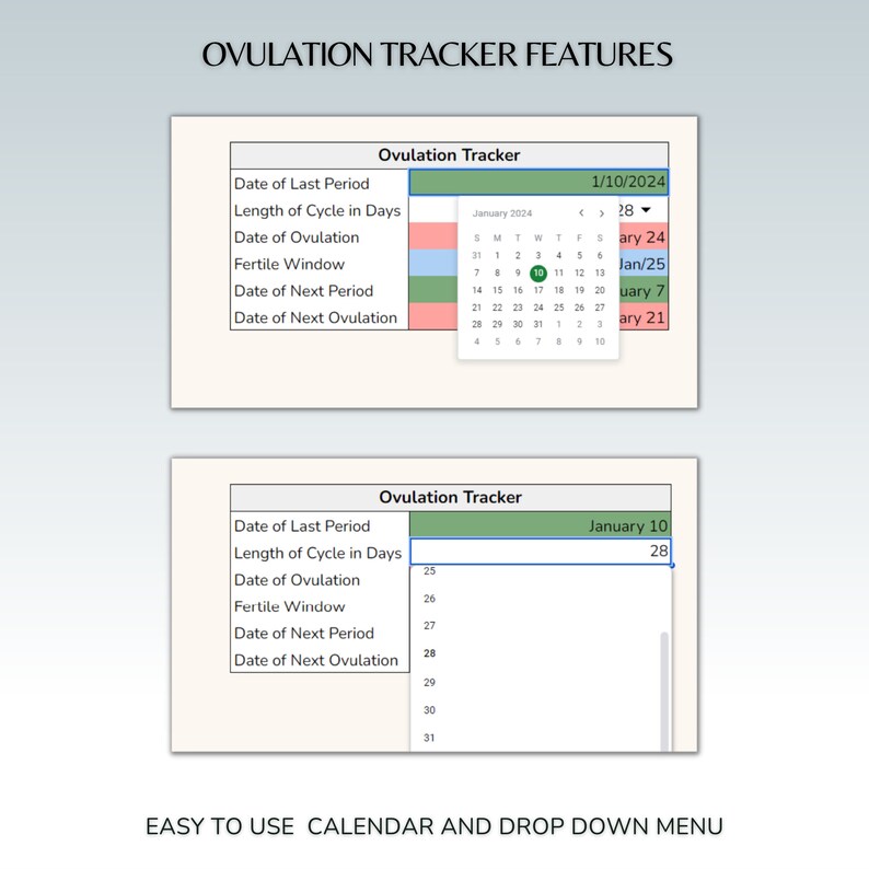 Ovulation Tracker Spreadsheet Ovulation Calendar Pregnancy - Etsy