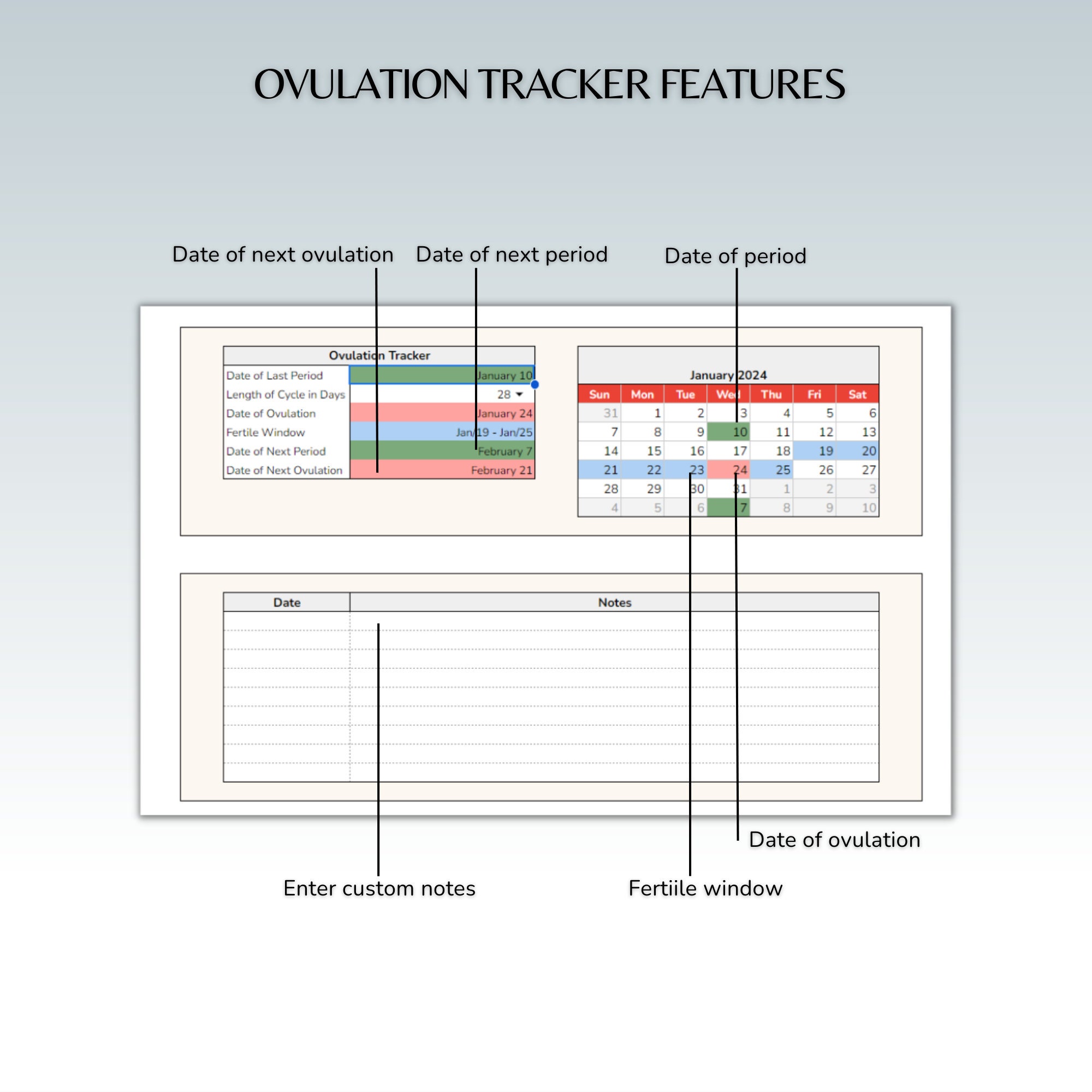 Ovulation Tracker Spreadsheet Ovulation Calendar Pregnancy - Etsy