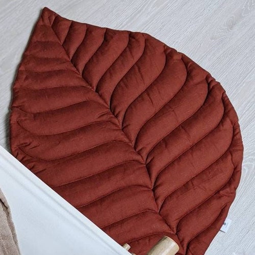 Leaf Play Mat From Natural Linen GREEN Color READY to SHIP - Etsy