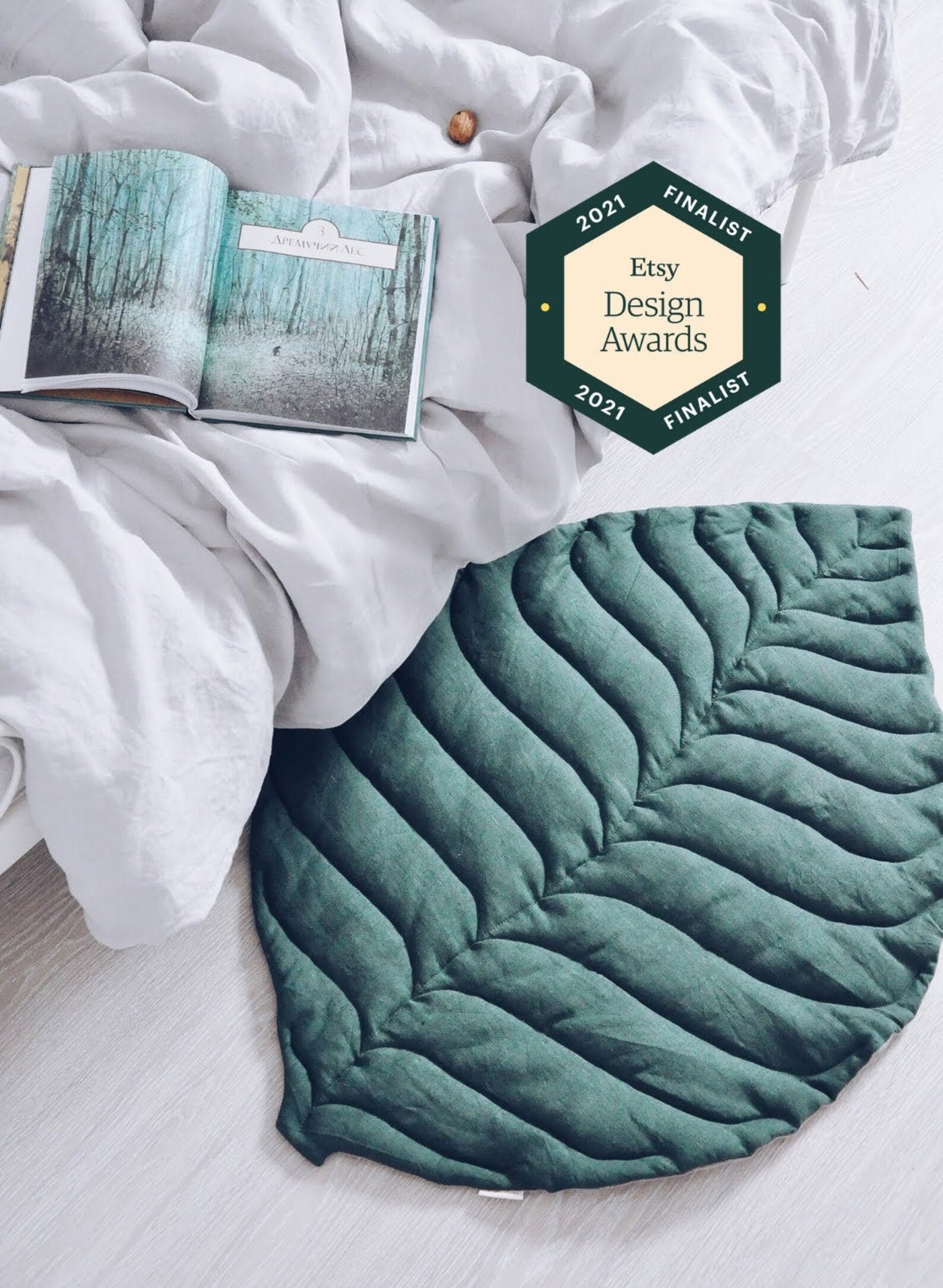 Leaf Play Mat From Natural Linen GREEN Color READY to SHIP - Etsy UK