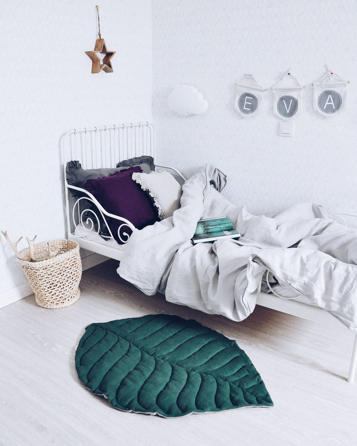 Leaf Play Mat From Natural Linen GREEN Color READY to SHIP - Etsy UK