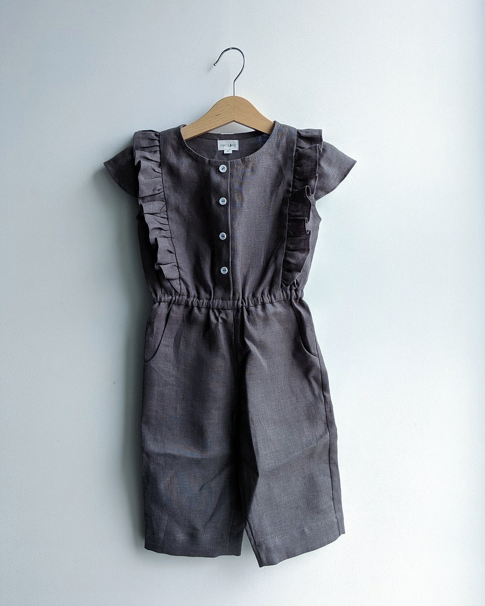 Linen Overall for a Girl Summer Jumpsuit From Natural Flax | Etsy