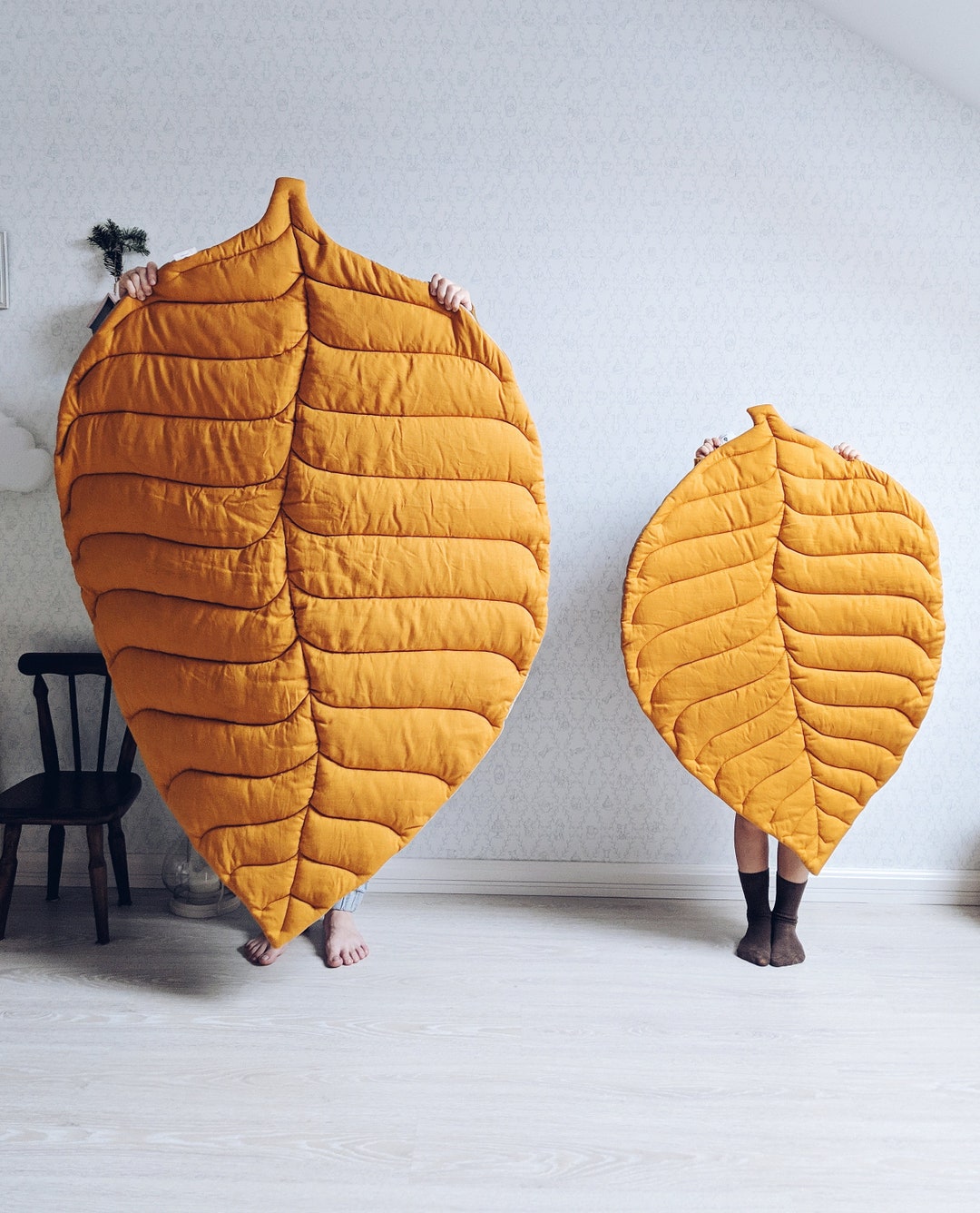 Large Leaf Play Mat From Natural Linen, Various Colours Available ...