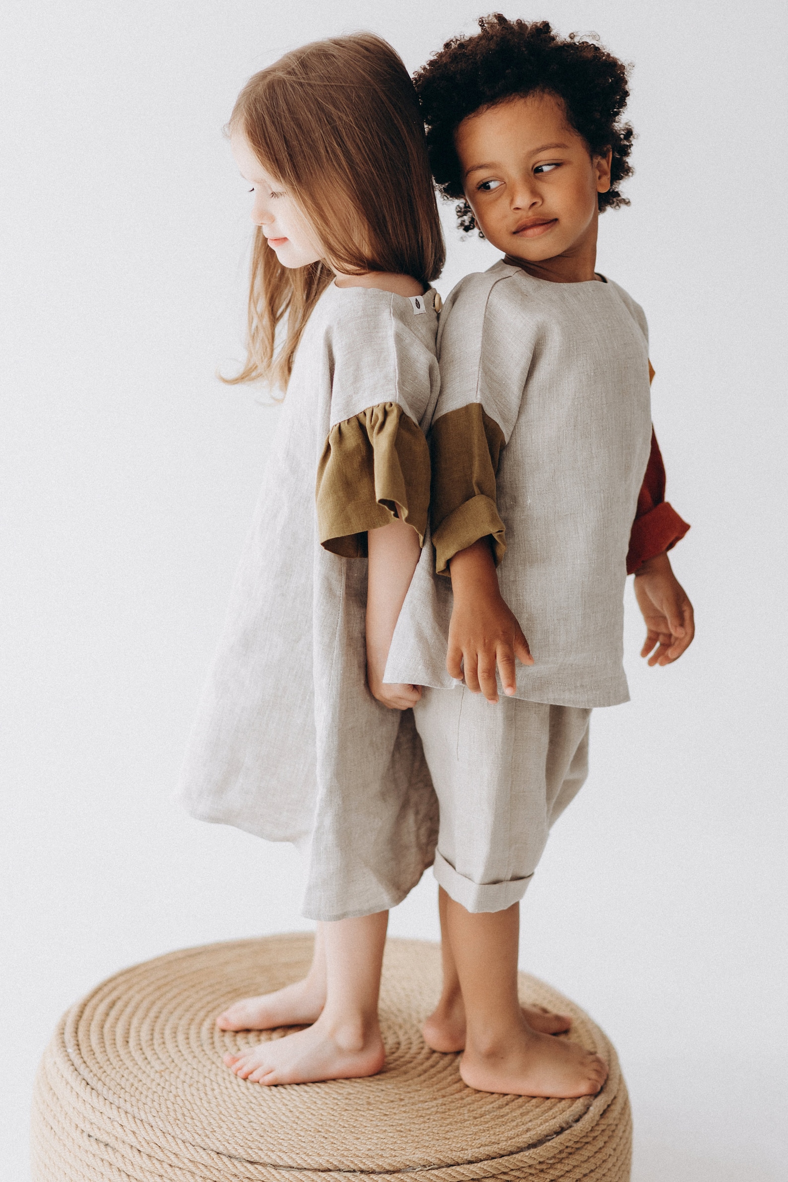 Colorblock Linen Dress With Flounces: Summer Flax Dress - Etsy