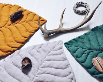 Ginkgo Leaf Play Mat From Natural Linen 16 Various Colours | Etsy