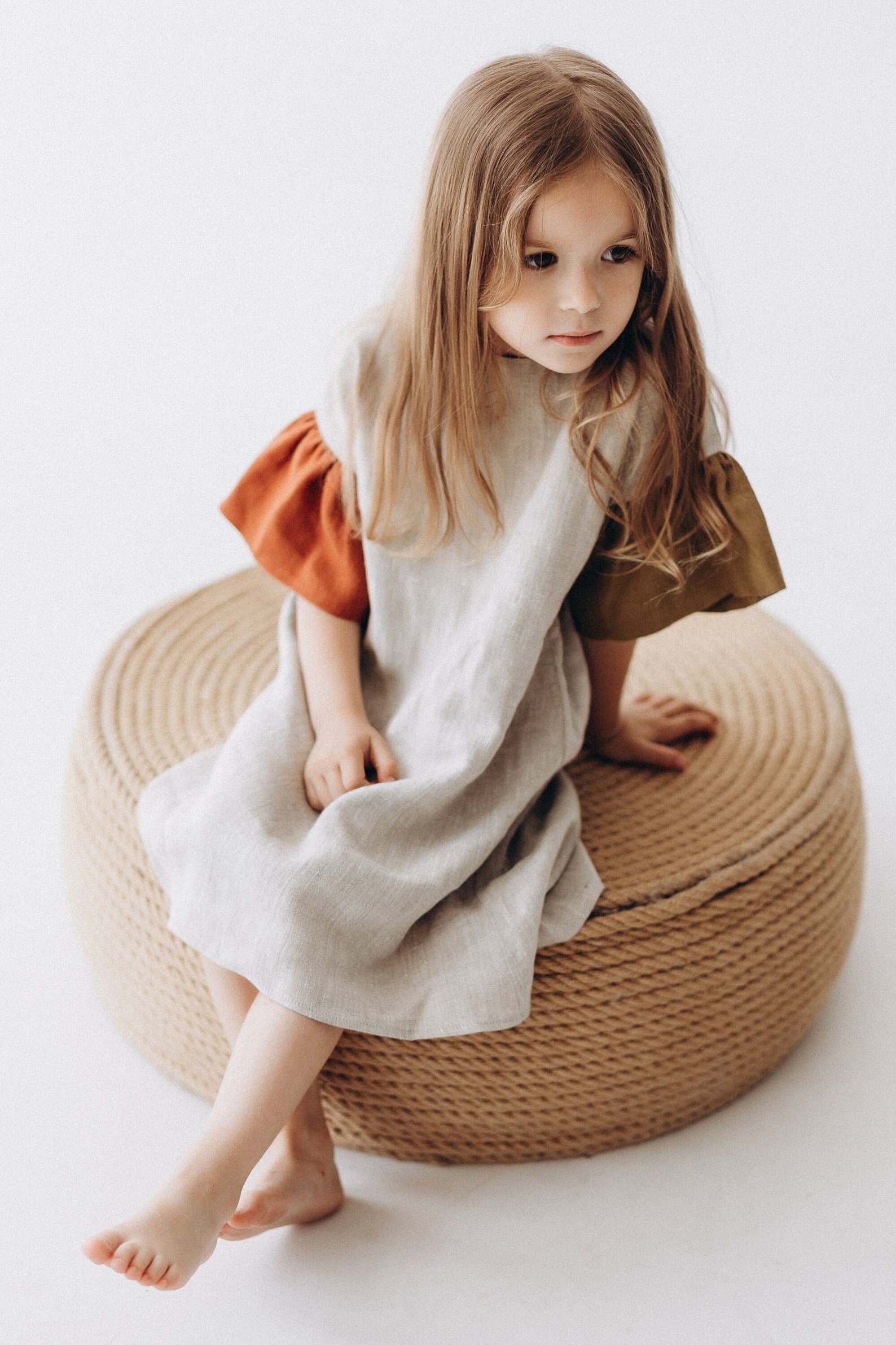 Colorblock Linen Dress With Flounces: Summer Flax Dress - Etsy