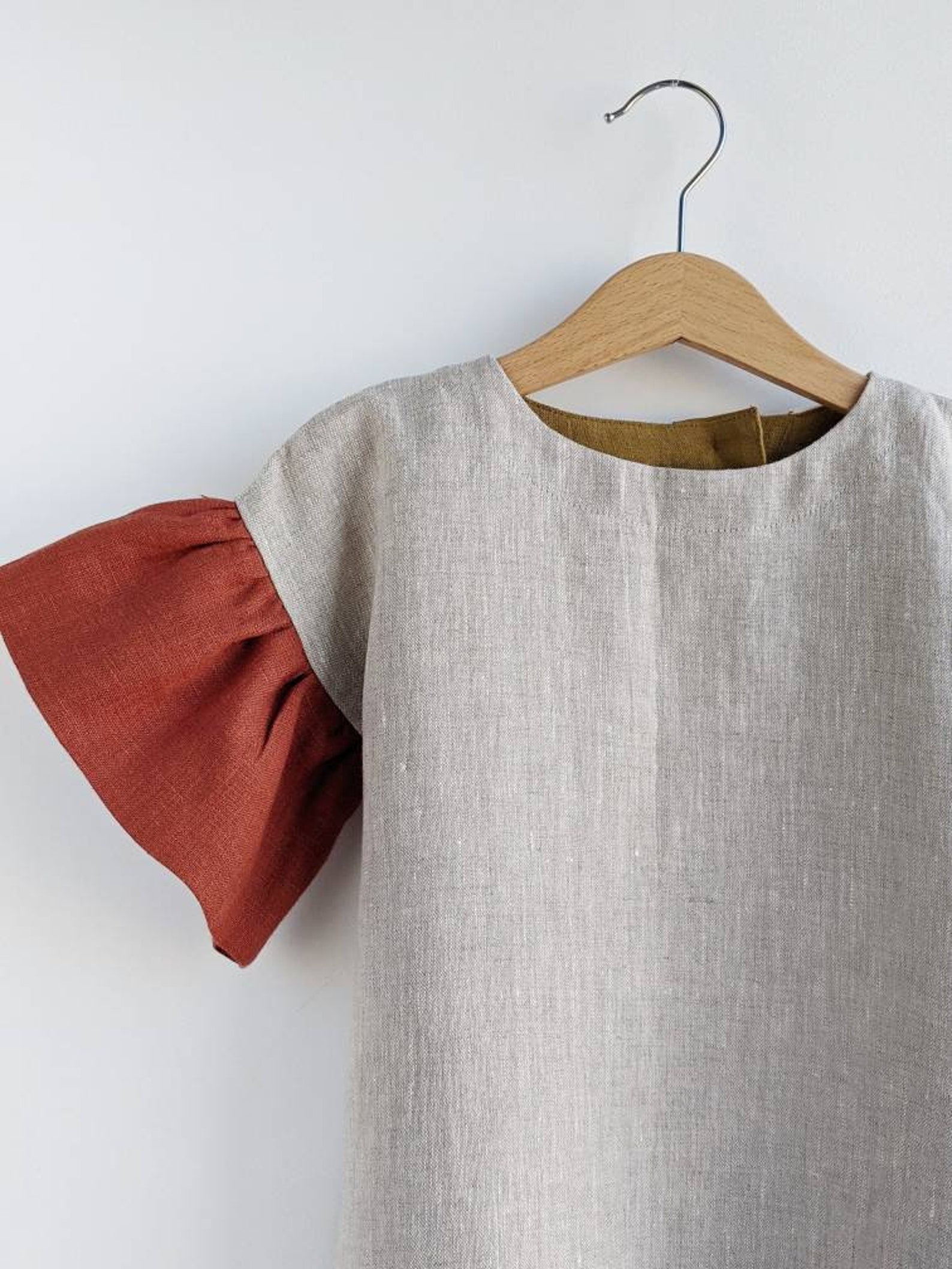 Colorblock Linen Dress With Flounces: Summer Flax Dress - Etsy