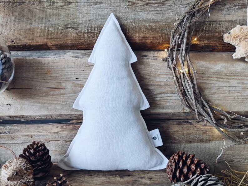 Christmas Tree Pillow From Natural Linen, Christmas Decor, Gift for ...