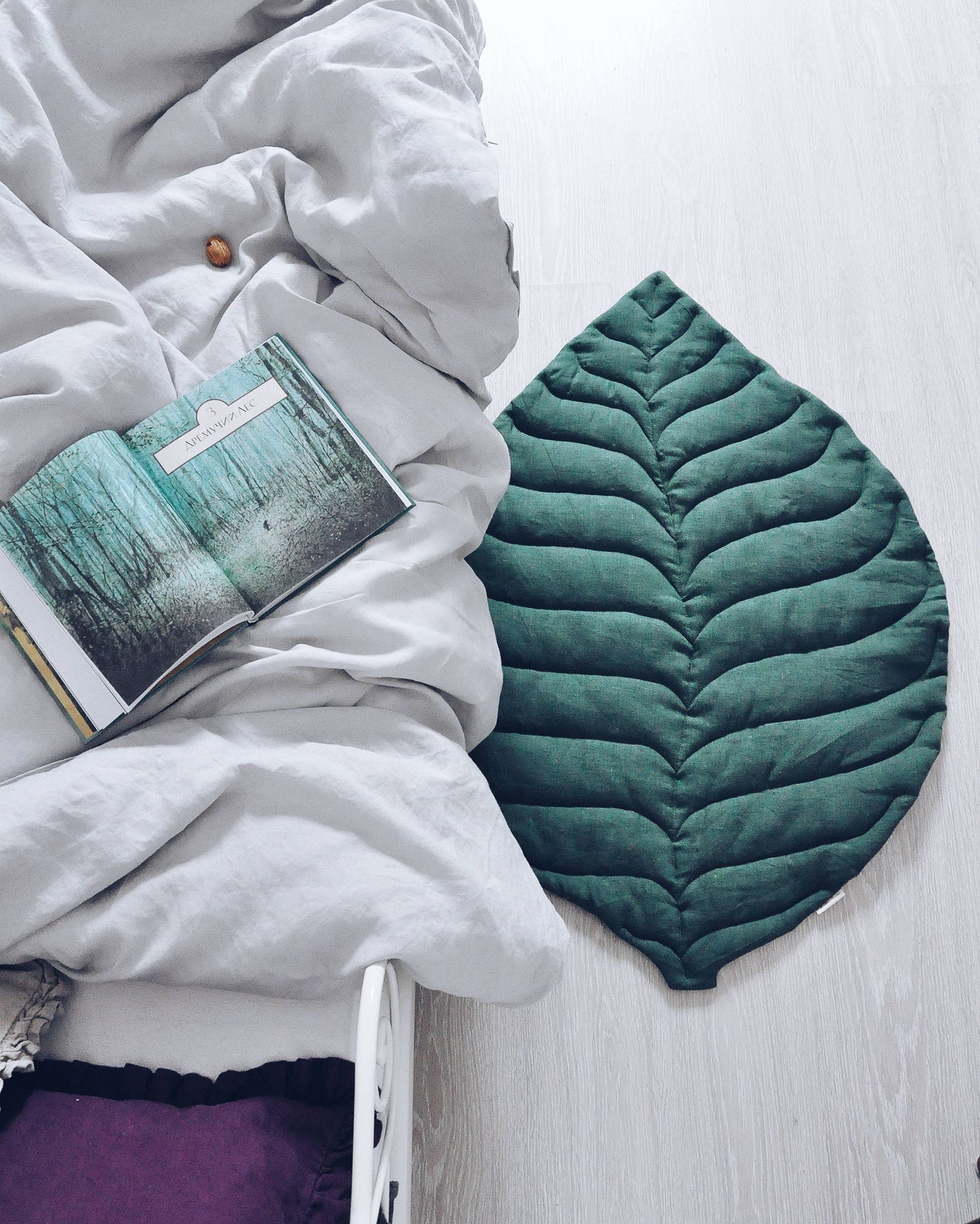 Leaf Play Mat From Natural Linen GREEN Color READY to SHIP - Etsy UK
