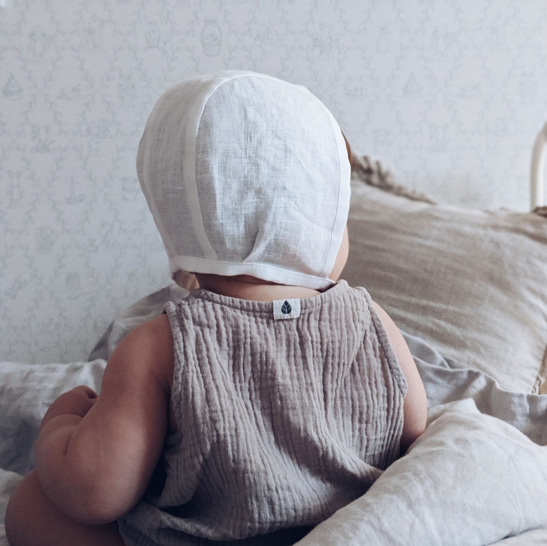 Light Linen Bonnet for Boy or Girl | Baby Unisex Summer Sunbonnet | 16 ...