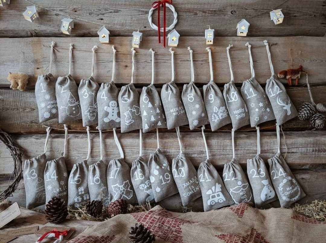 Rustic Linen Advent Calendar Kit: Christmas Activity Cards & Pouches - Etsy