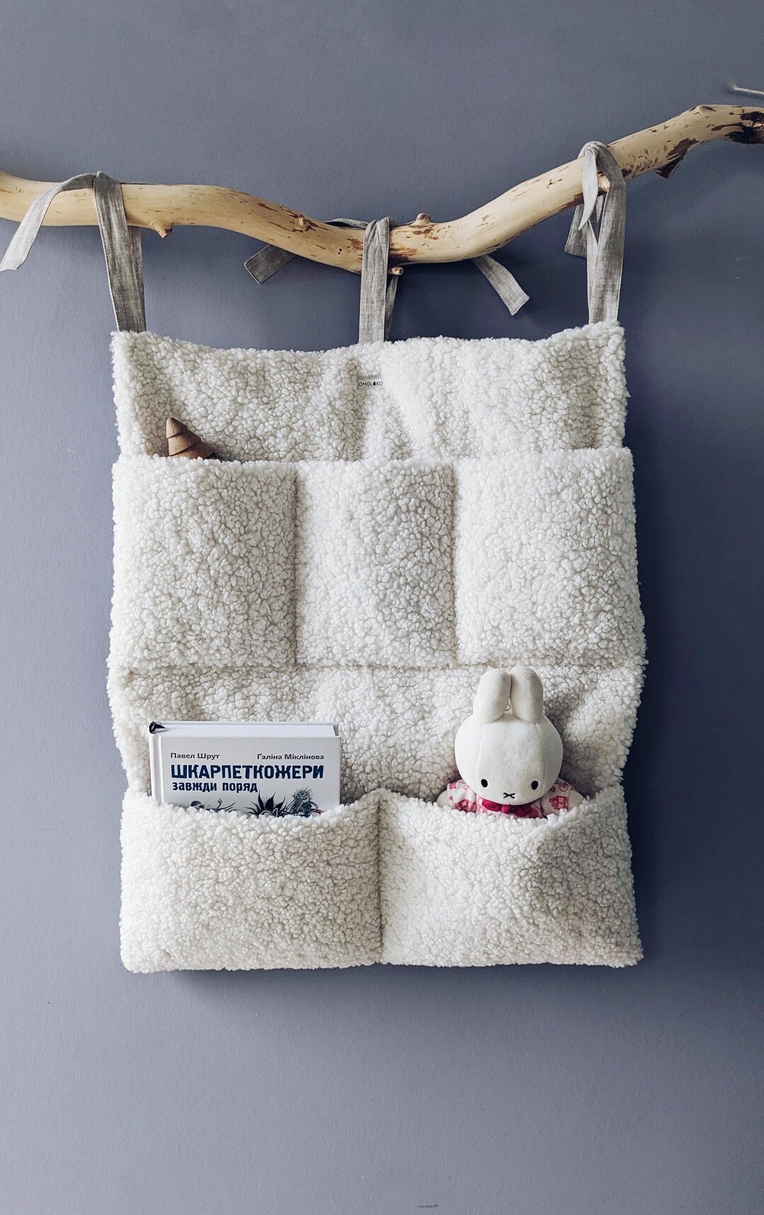 Crib Pocket Organizer | Wall Storage for Nursery | Faux Fur Organizer ...