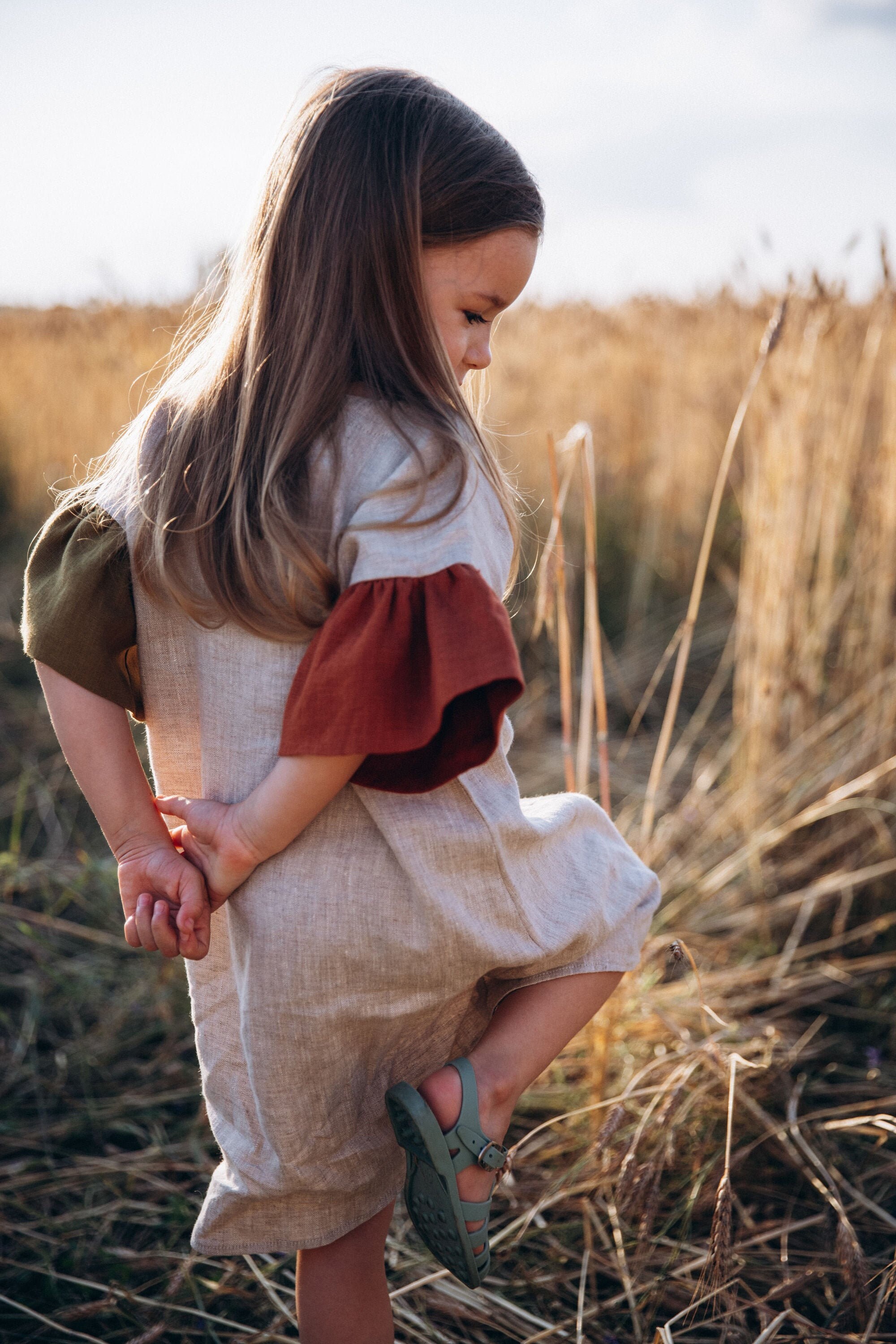 Colorblock Linen Dress With Flounces: Summer Flax Dress - Etsy
