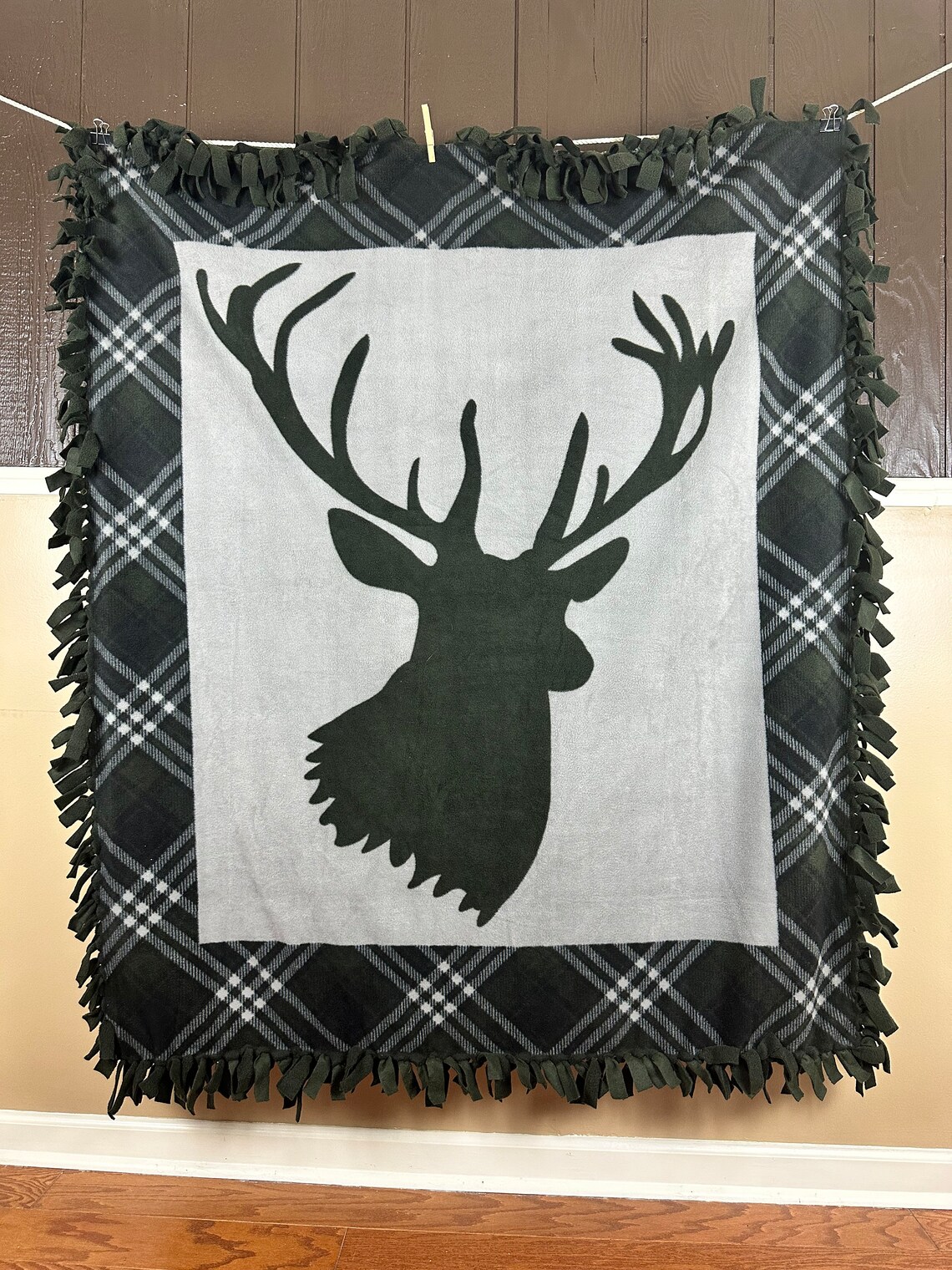 Dual Fleece Layered Elk Silhouette Hand Tied Throw Blanket - Etsy