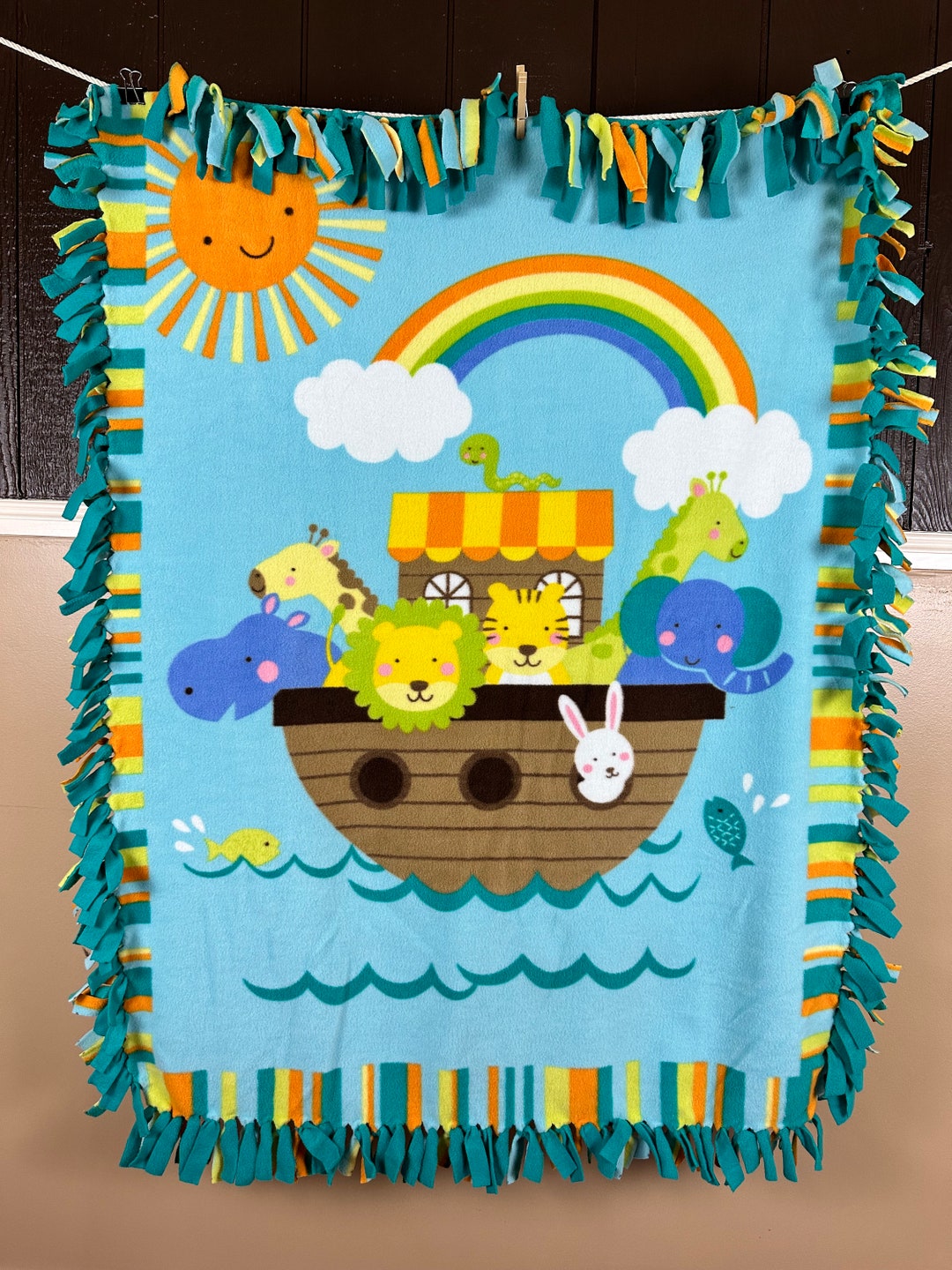 Dual Layered Fleece Ark Hand Tied Throw Blanket - Etsy