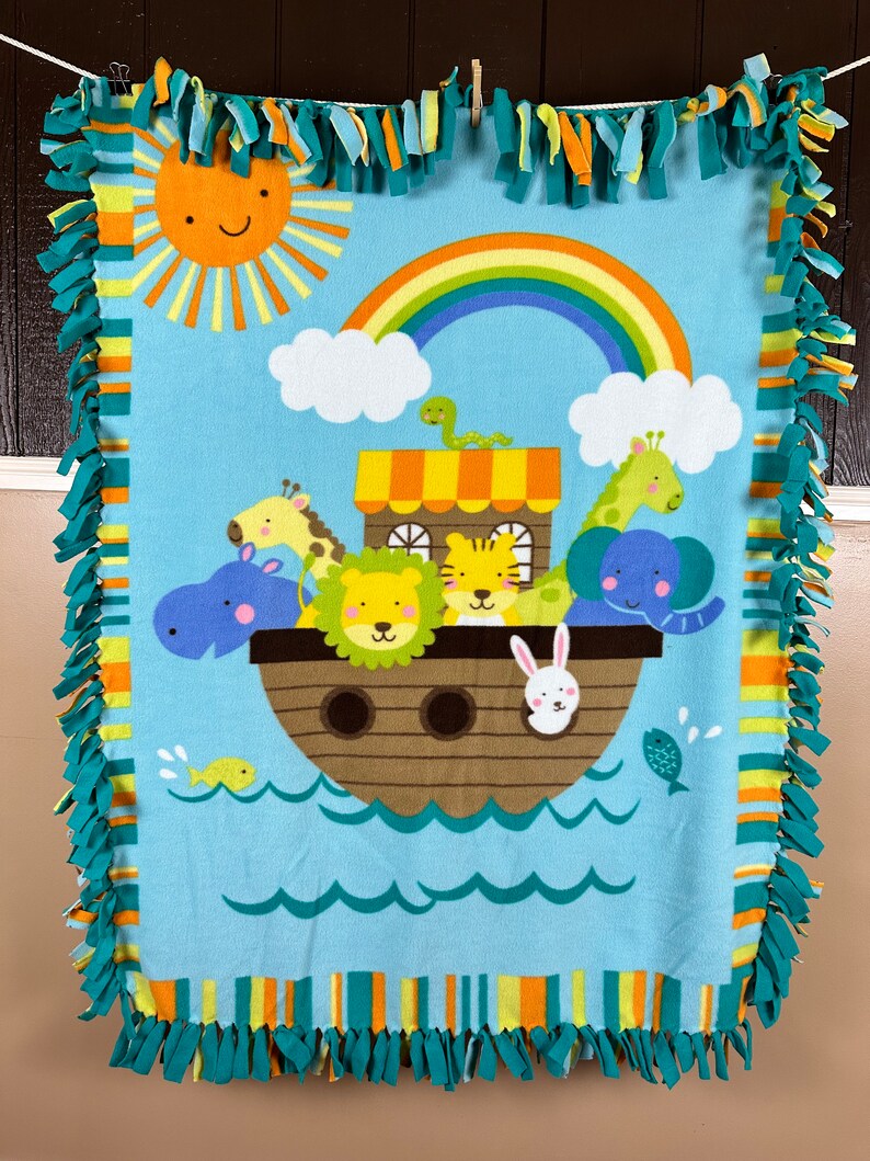Dual Layered Fleece Ark Hand Tied Throw Blanket - Etsy