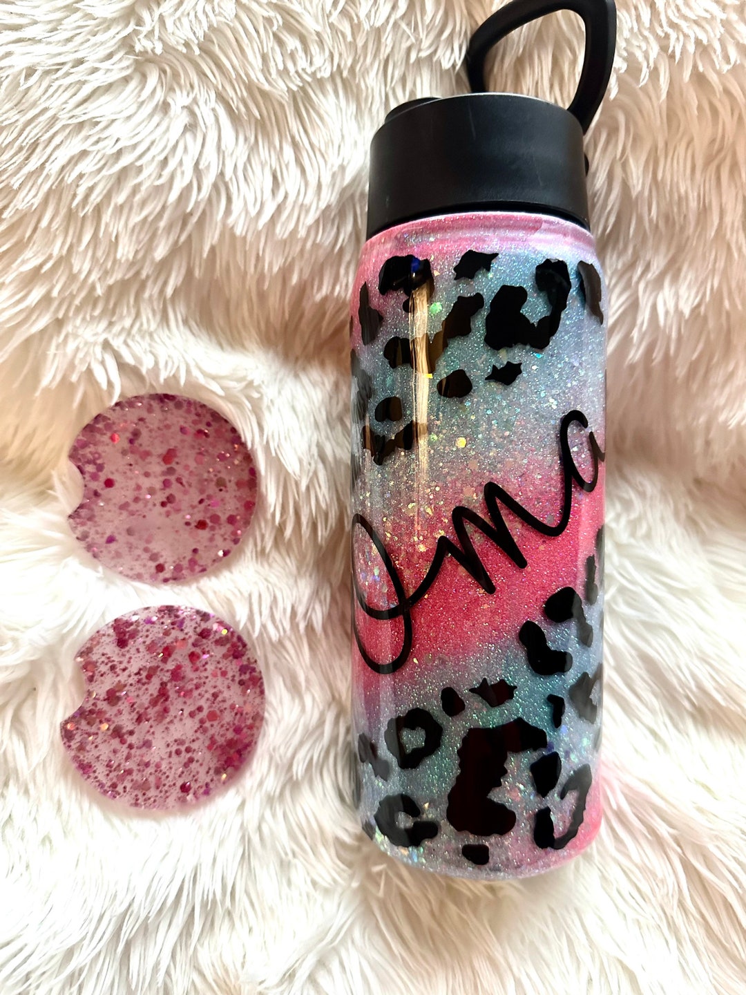 Leopard Print Glitter Tumbler-custom / Glitter Tumbler / Custom Tumbler ...
