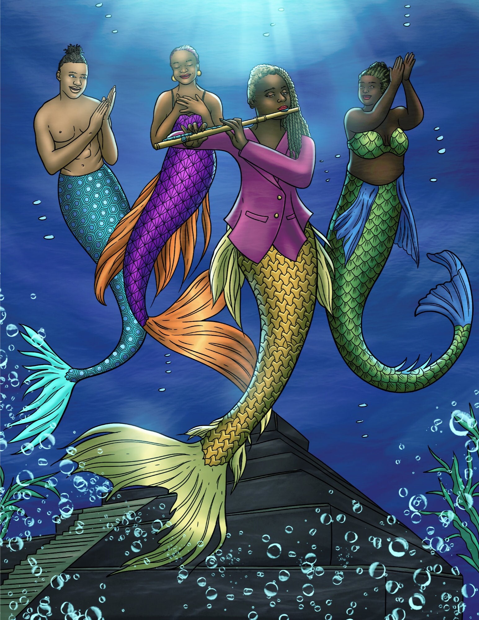 Mermaid Fantasy Art/black Mermaid Art/african American Mermaid Art ...