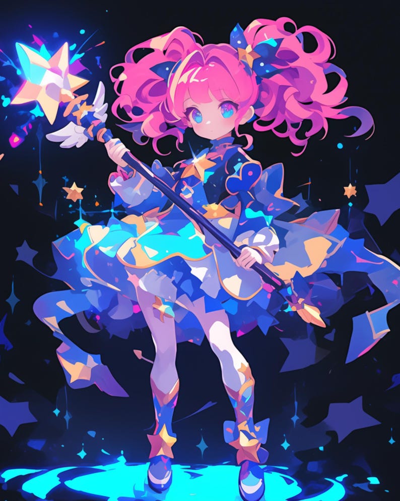 Magical Girl Art Print, Kawaii Girl Artwork, Gift for Otaku, Gift for ...
