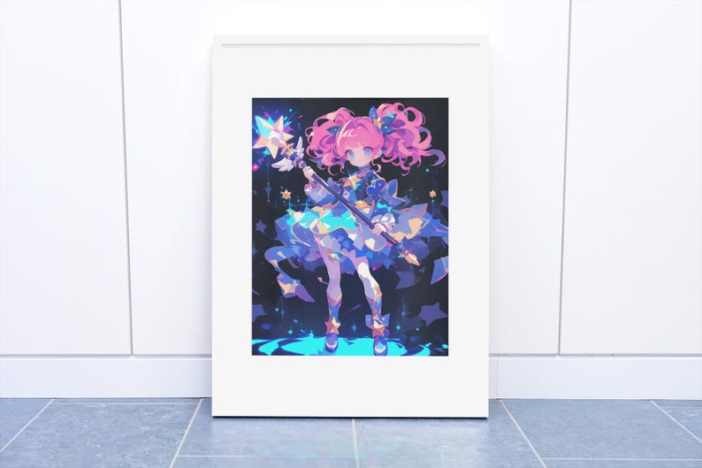 Magical Girl Art Print, Kawaii Girl Artwork, Gift for Otaku, Gift for ...