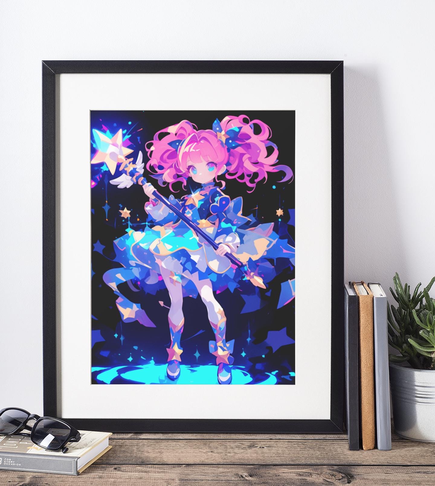 Magical Girl Art Print, Kawaii Girl Artwork, Gift for Otaku, Gift for ...